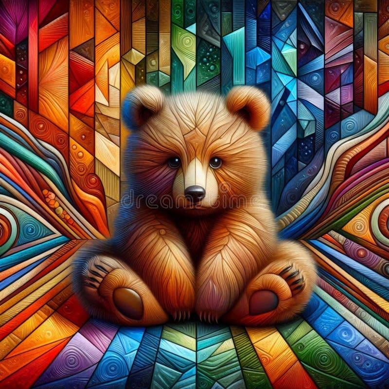 Illustration of a Cute Bear with Vibrant Colors. Stock Photo - Image of ...