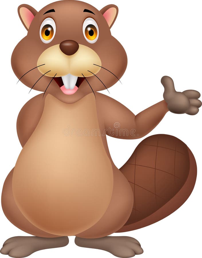 Cute Beaver Cartoon Waving Hand Stock Vector - Illustration of looking ...