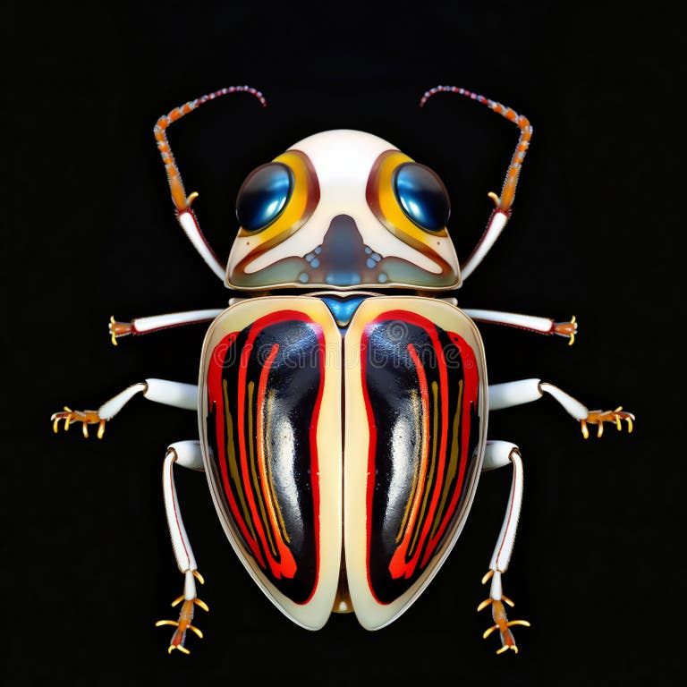Illustration of a Cute Beetle Isolated on Black Background Stock ...