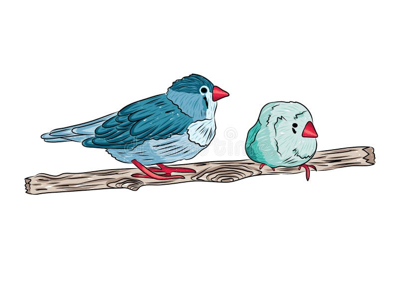 Illustration of Cute Birds Sitting on Tree Branches Stock Illustration ...