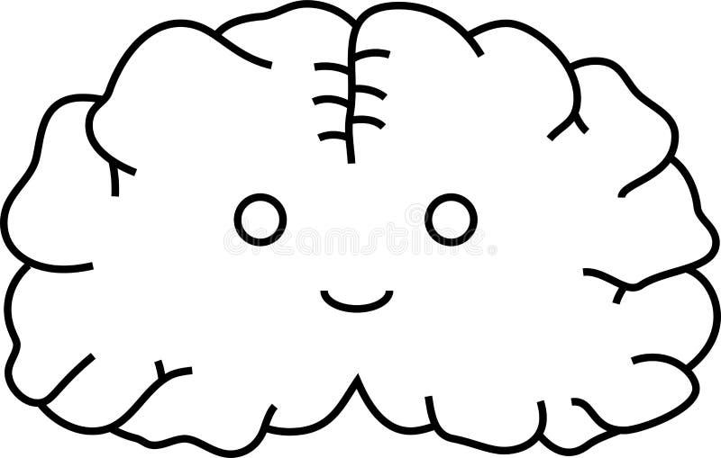 Illustration of a Cute Brain Outline Stock Vector - Illustration of ...