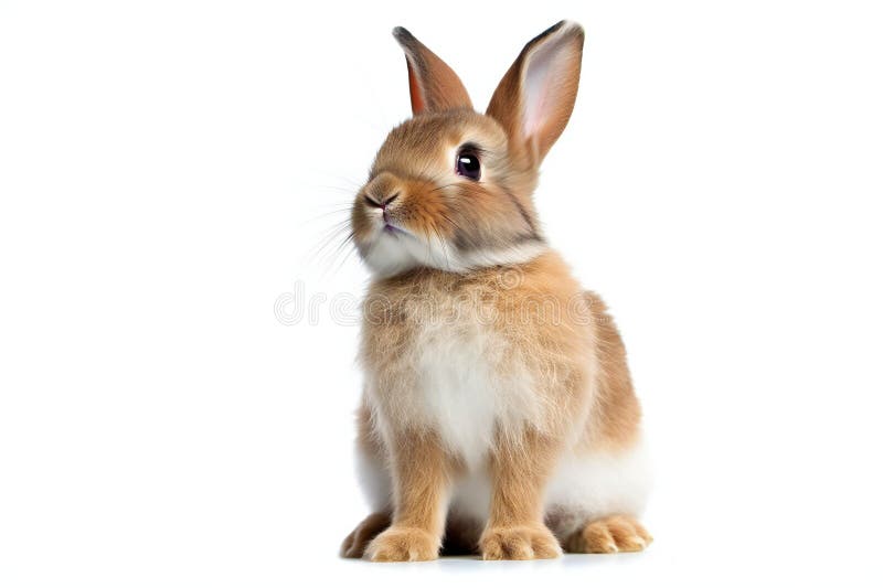 Cute Brown Rabbit Isolated on White Background, Easter Bunny on White ...