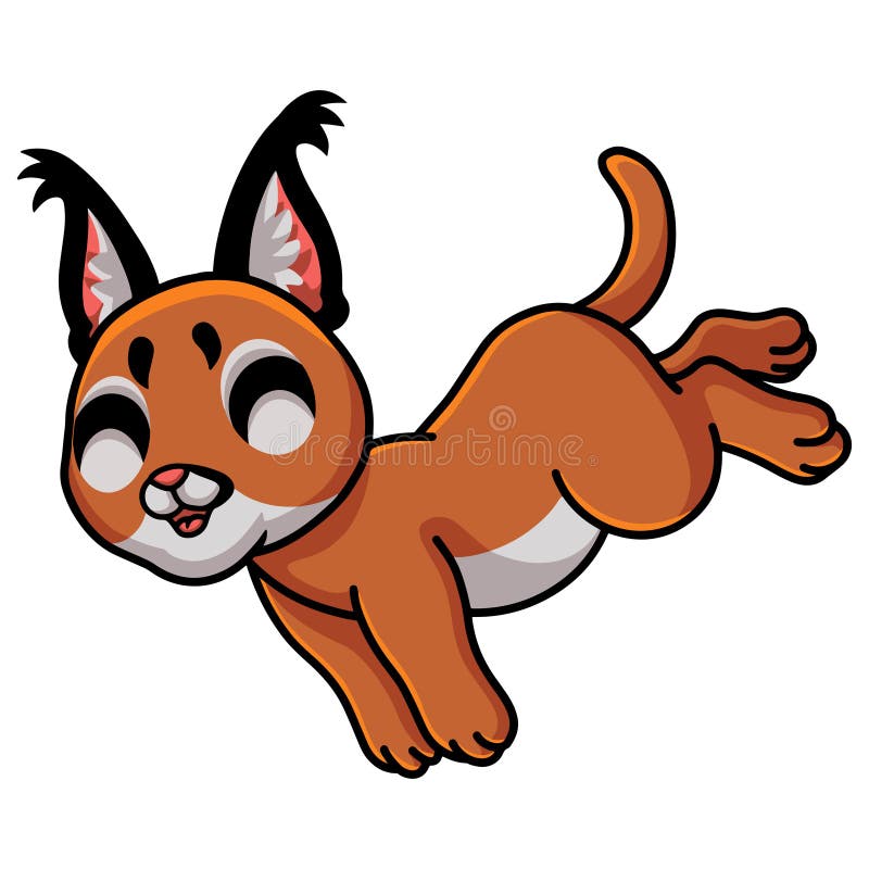Cute Caracal Cat Cartoon Jumping Stock Vector - Illustration of forest ...