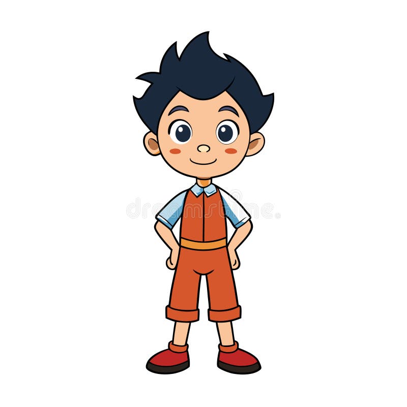 Cartoon Boy Standing with Hands on Hips Vector Stock Illustration ...