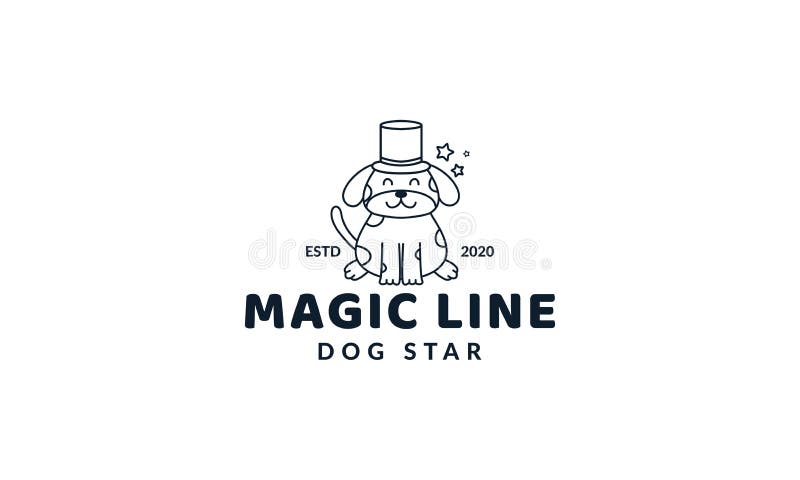 Illustration Cute Cartoon Dog with Magic Hat Logo Icon Vector Stock ...