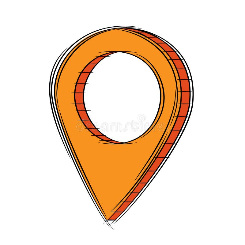 Illustration of Cute Cartoon Doodle of 3D Map Pointer Icon. EPS8 Stock ...
