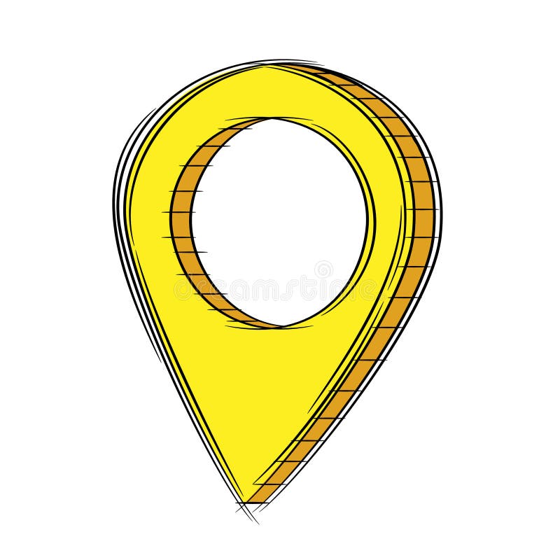 Illustration of Cute Cartoon Doodle of 3D Map Pointer Icon. EPS8 Stock ...