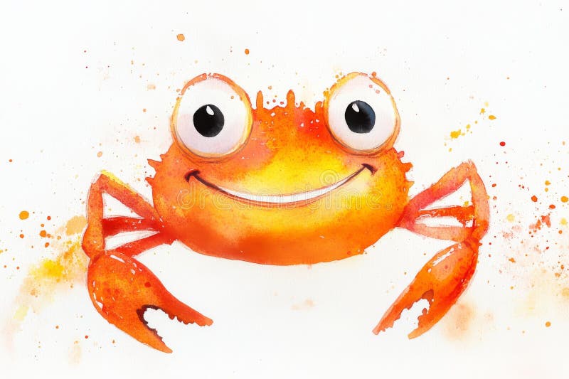Illustration of Cute Cartoon Smiling Crab. Generative AI. Stock ...