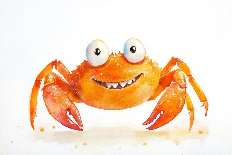 Illustration of Cute Cartoon Smiling Crab. Generative AI. Stock ...