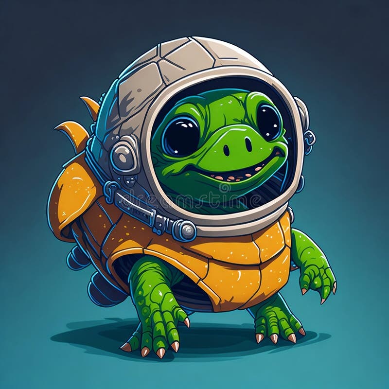 Illustration of Cute Cartoon Turtle Character with Space for Copy Stock ...
