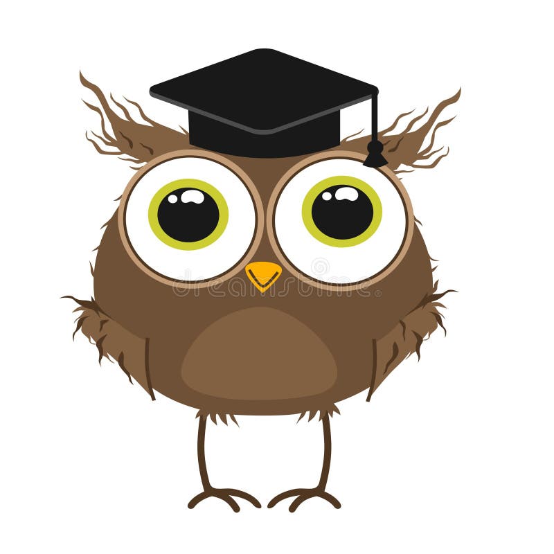 Illustration of a Cute Cartoon Wise Owl or Graduation Hat Stock Vector ...