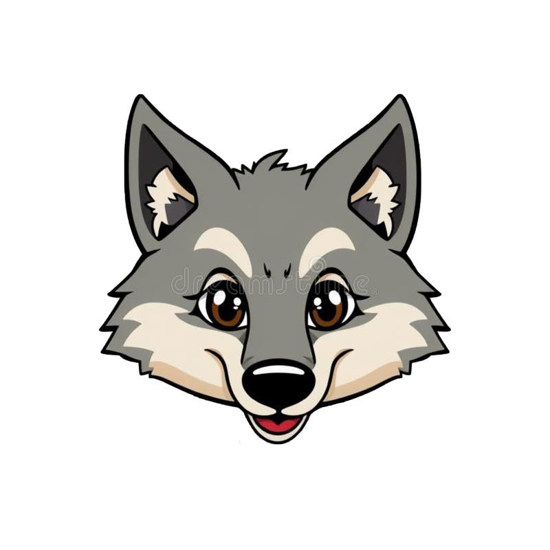A Illustration of a Cute Cartoon Wolf Head Stock Illustration ...