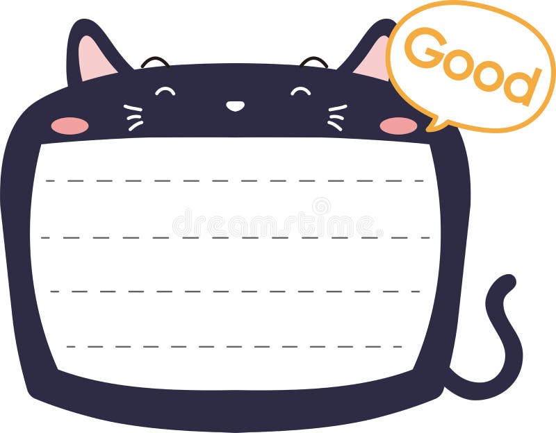 Cute Black Cat note board stock vector. Illustration of border - 193075000