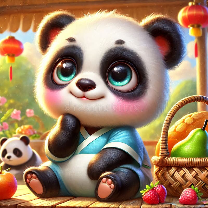 Illustration of a Cute Colorful Cartoon Panda Stock Photo - Image of ...