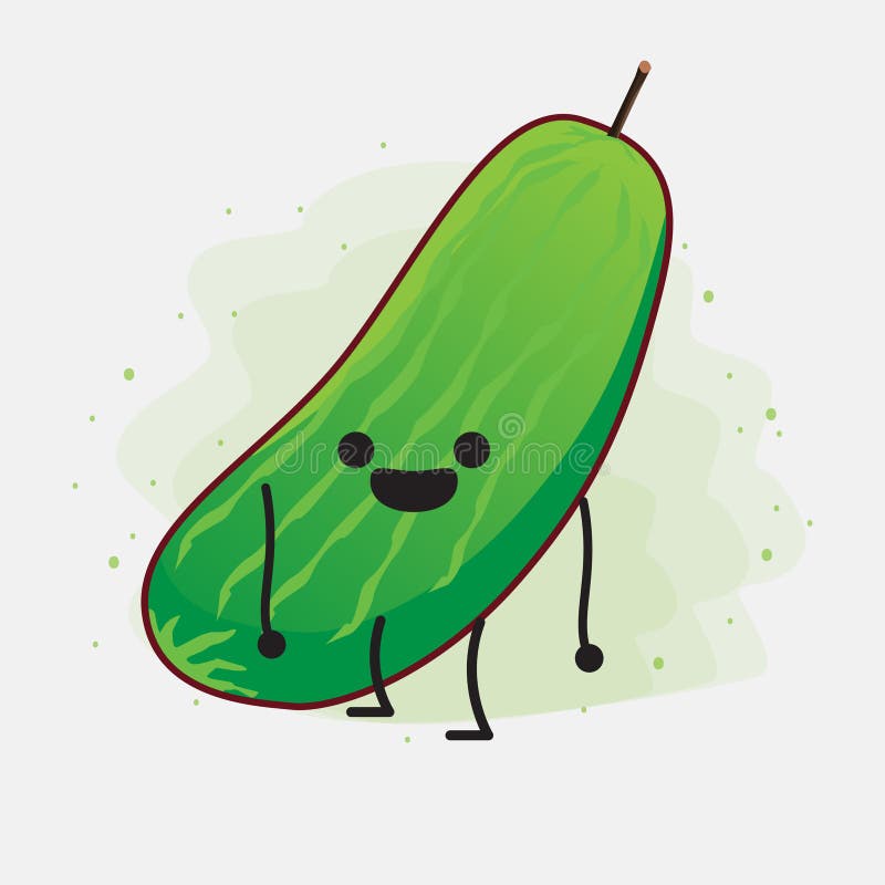 Cute Cucumber Fruit Character Vector Illustration Stock Vector ...