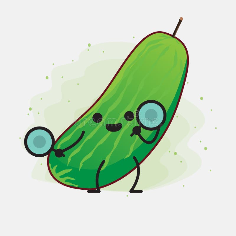 Cute Cucumber Fruit Character Vector Illustration Stock Vector ...