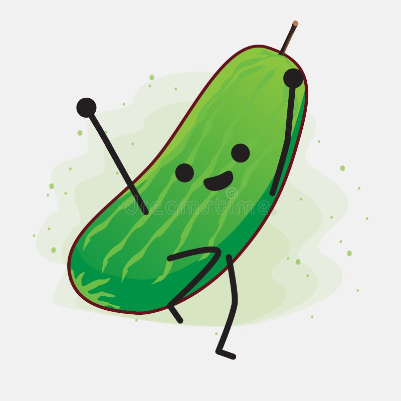Cute Cucumber Fruit Character Vector Illustration Stock Vector ...