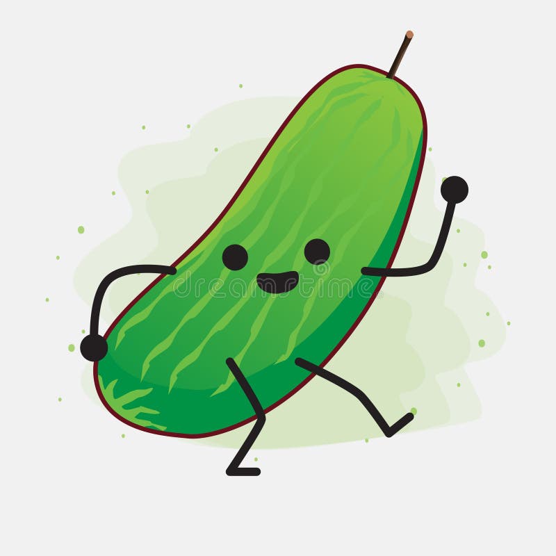 Cute Cucumber Fruit Character Vector Illustration Stock Vector ...