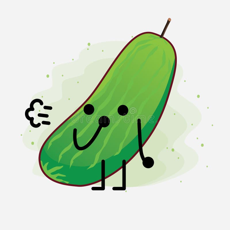 Cute Cucumber Fruit Character Vector Illustration Stock Vector ...