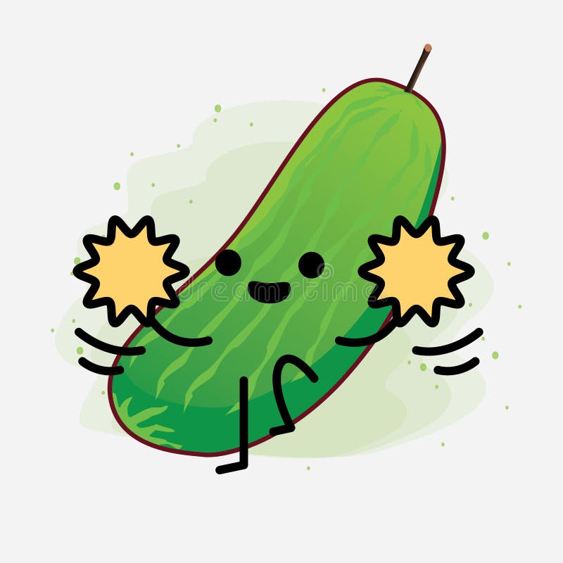 Cute Cucumber Fruit Character Vector Illustration Stock Vector ...