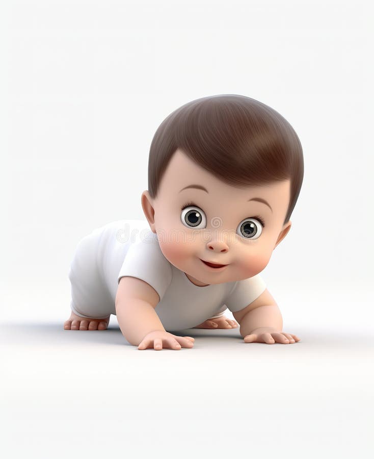 Illustration Cute 3d Baby Boy Crawling Looking Forward Well Defin ...