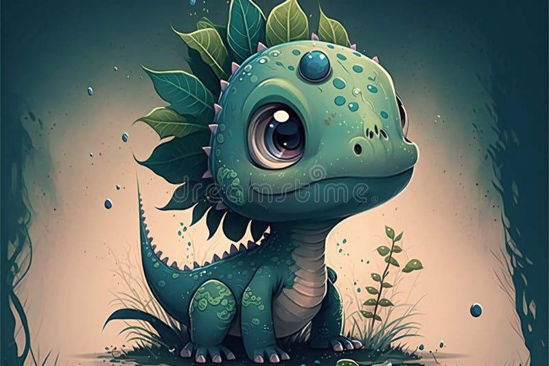 Cute Dino Illustration, Digital Illustration Artwork Stock Illustration ...