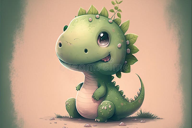 Cute Dino Illustration, Digital Illustration Painting Stock ...
