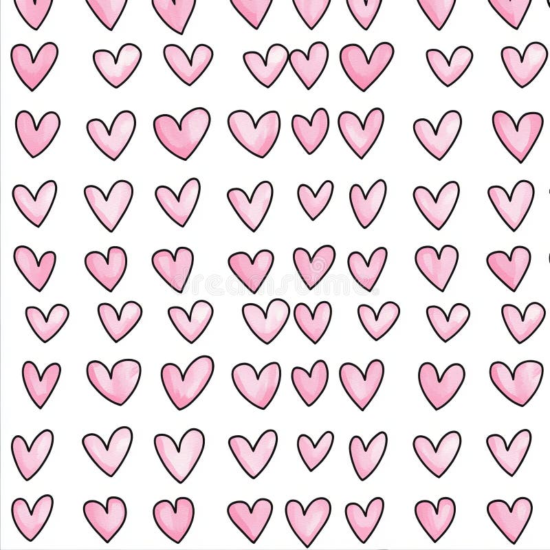 The Illustration is a Cute Doodle with Pink Hearts. Layered Surface ...