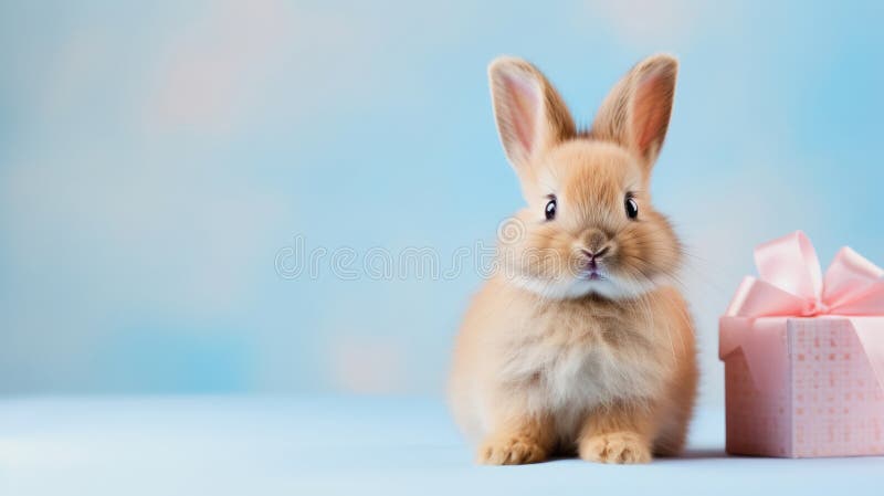 Illustration of a Cute Easter Bunny with a Small Present Stock Image ...