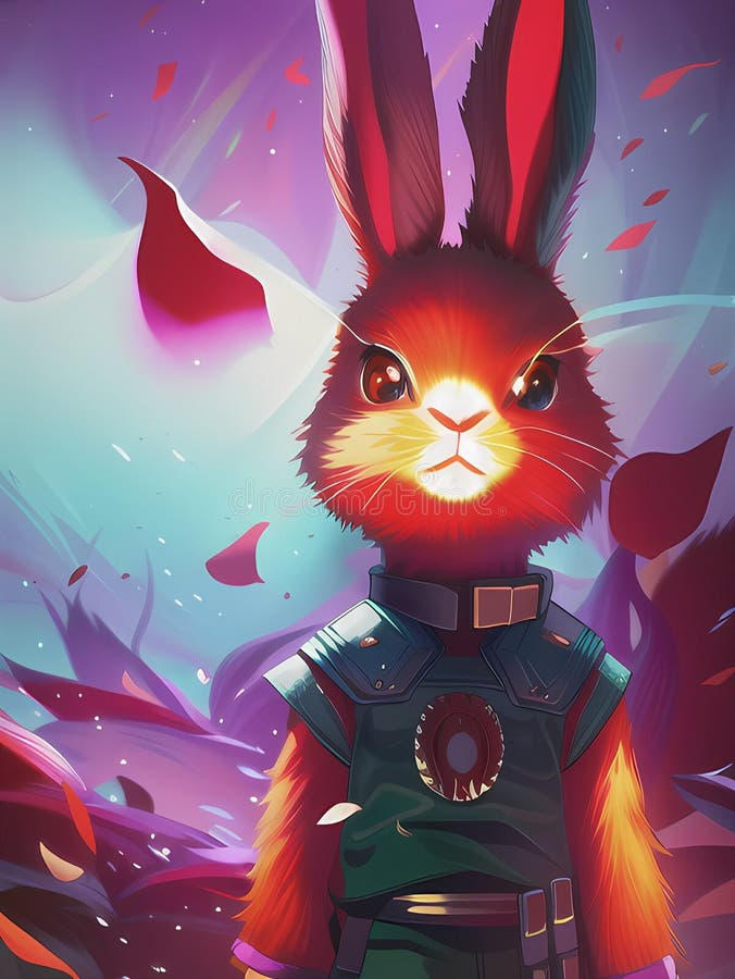 Illustration of a Cute Fantasy Rabbit Warrior , AI Generated Stock ...