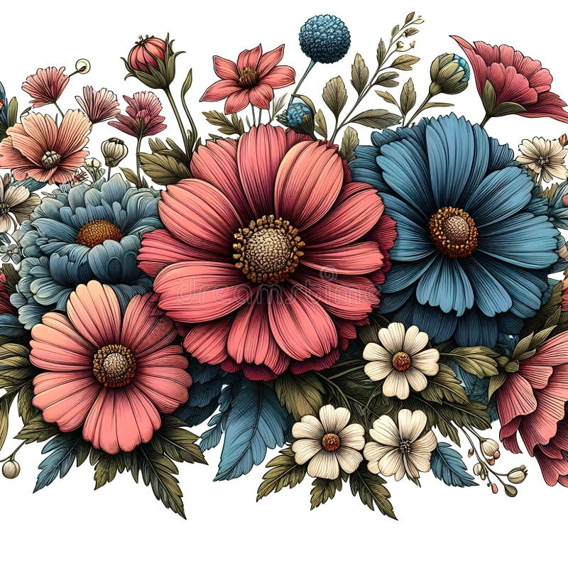 Cute Floral Pattern Artwork Stock Illustration - Illustration of bundle ...