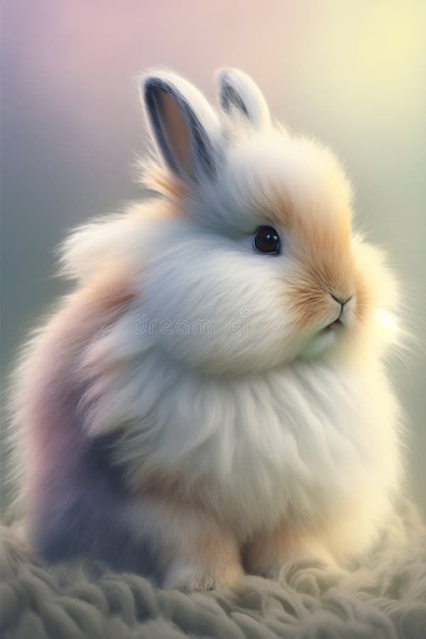 Illustration of a Cute Fluffy Bunny in the Grass, Easter Theme ...