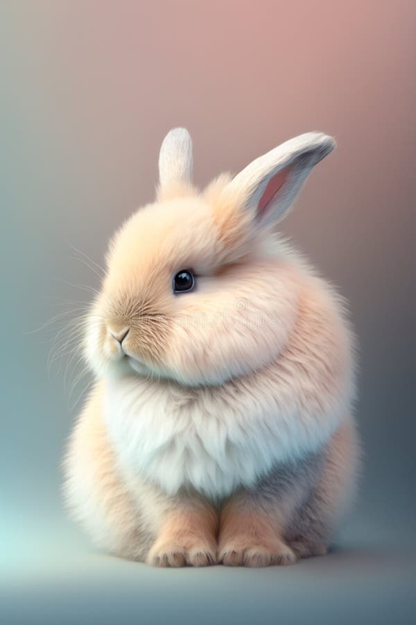 Illustration of a Cute Fluffy Bunny in the Grass, Easter Theme ...
