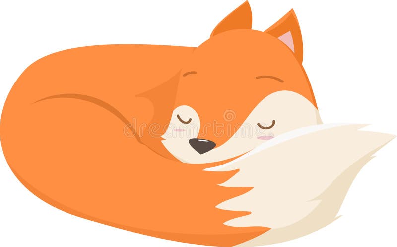 Illustration of Cute Fox Cartoon Sleeping Stock Vector - Illustration ...