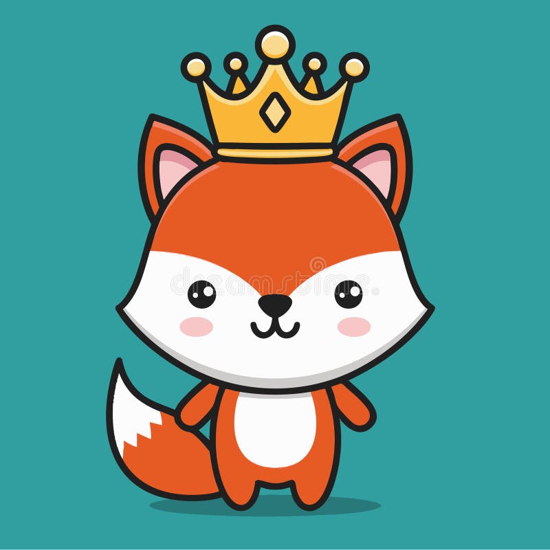 Illustration Cute Fox with Crown Stock Vector - Illustration of funny ...