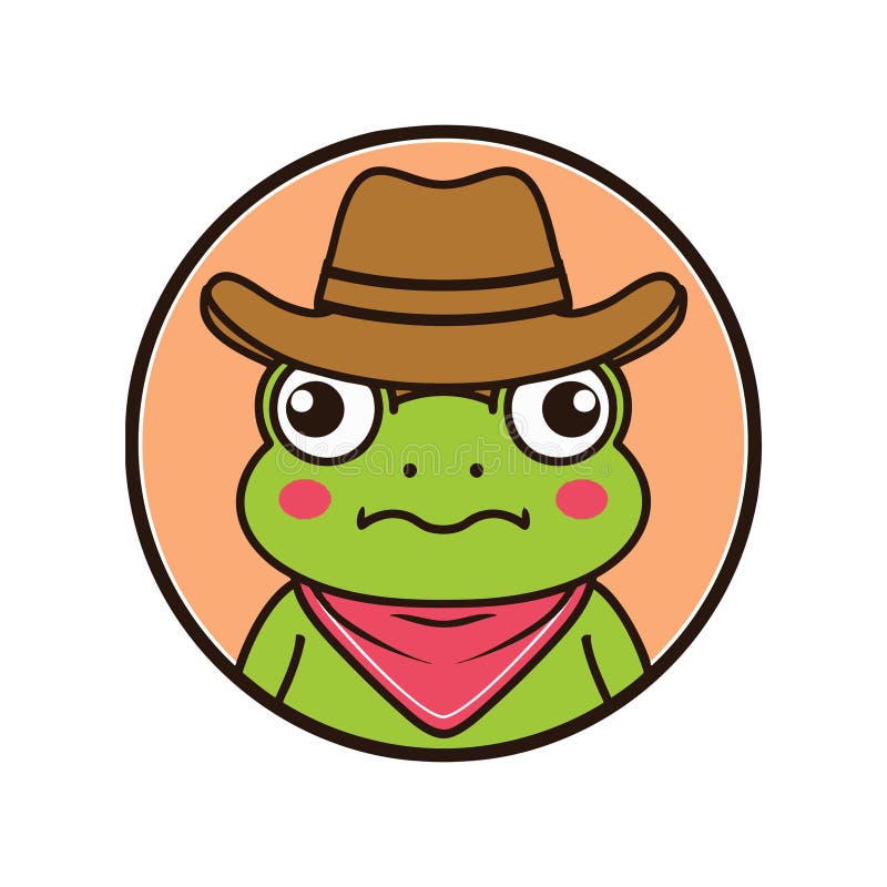 Cute Frog with Cowboy Hat stock vector. Illustration of funny - 358684445