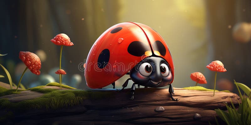 Illustration of a Cute Funny Ladybug, Cartoon. Generative AI Stock ...