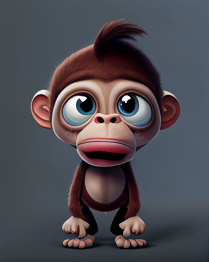 An Illustration of Cute Funny Monkey Character Created with AI Tools ...