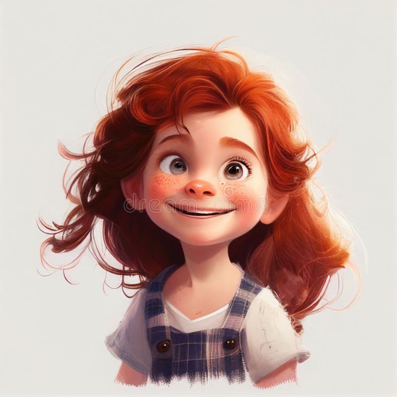Illustration Cute Girl For Avatar Graphic On White Background Created With Generative Ai
