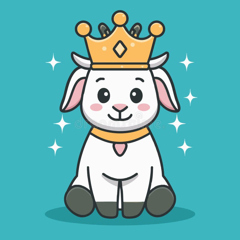 Cute Goat with crown stock vector. Illustration of graphic - 358684484
