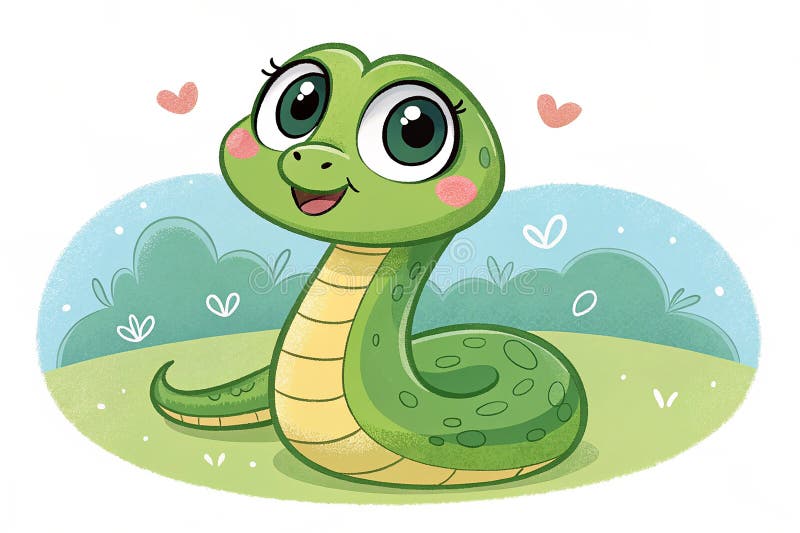 Illustration of Cute Green Snake Cartoon Stock Illustration ...
