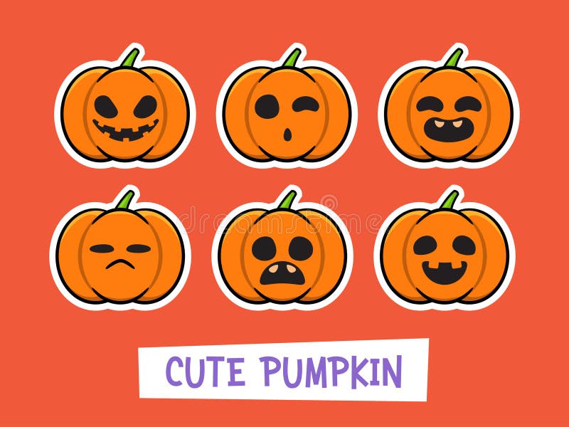 An Illustration of a Cute Scary Pumpkins. Isolated Vector Illustration ...