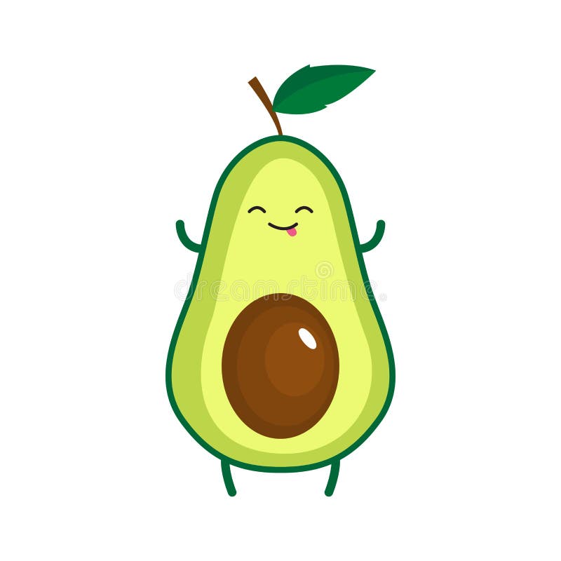 Illustration of Cute Happy Avocado Stock Illustration - Illustration of ...
