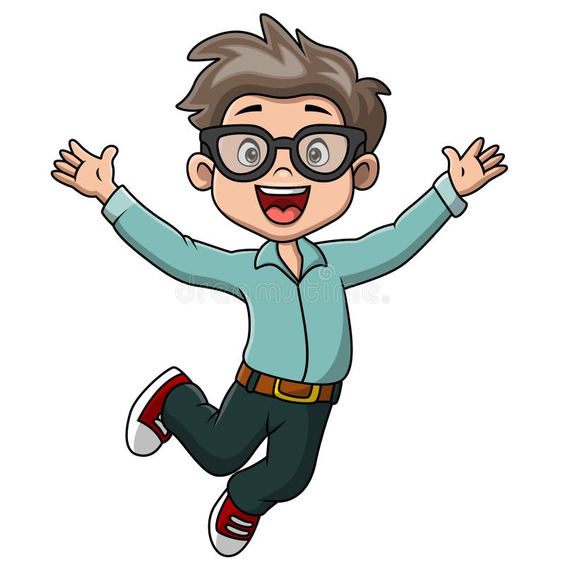 Cute Happy Boy Cartoon Funny Stock Vector - Illustration of school ...