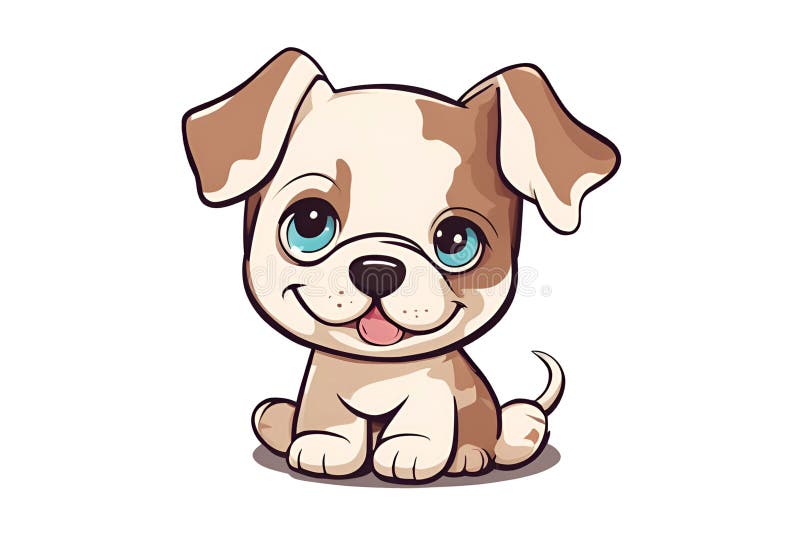 Cute Happy Cartoon Puppy Dog. Stock Illustration - Illustration of ...