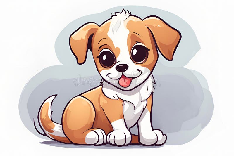 Cute Happy Cartoon Puppy Dog. Stock Illustration - Illustration of ...