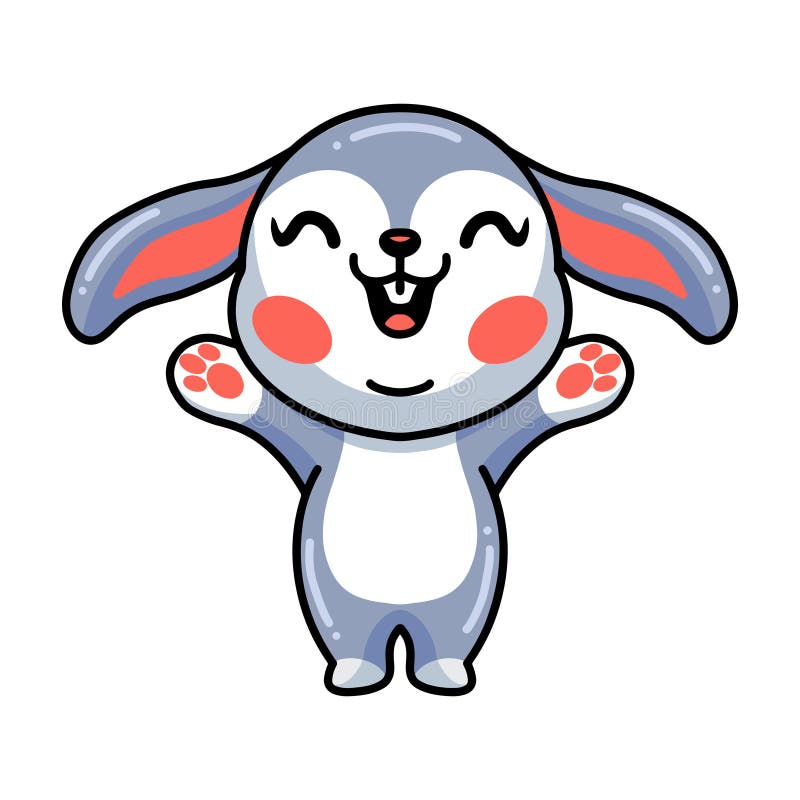 Cute Happy Little Rabbit Cartoon Stock Vector - Illustration of ...