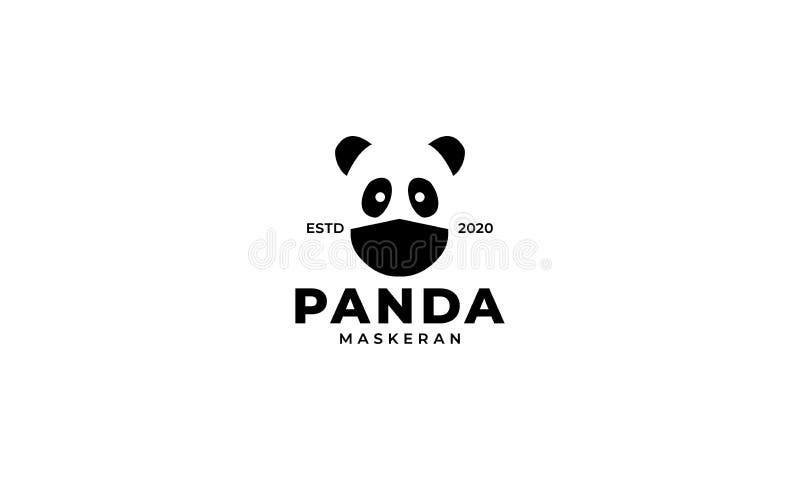 Illustration Cute Head Panda with Mask Logo Design Icon Stock Vector ...