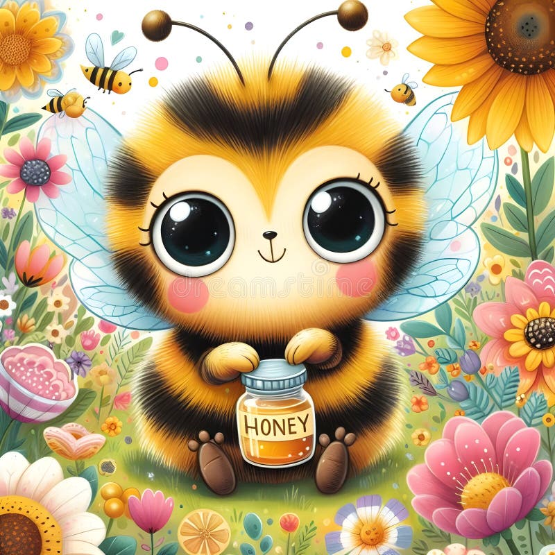 Cute honey bee stock illustration. Illustration of honey - 311417419