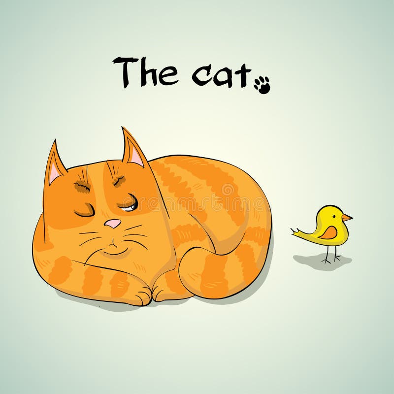 Cute cat hunting stock vector. Illustration of bird, design - 10463545